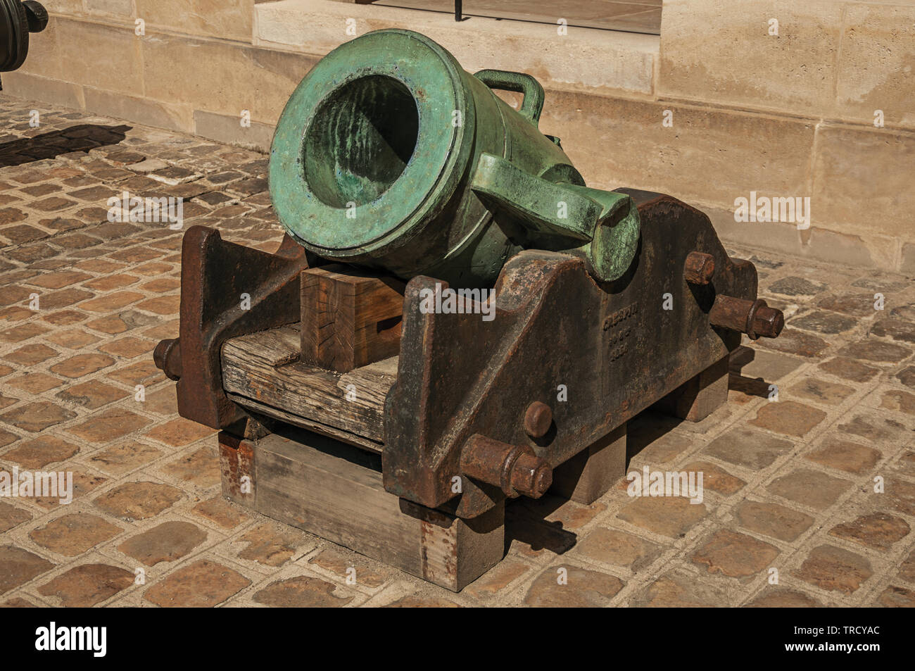Old bronze cannon in the inner courtyard of the Les Invalides Palace in ...