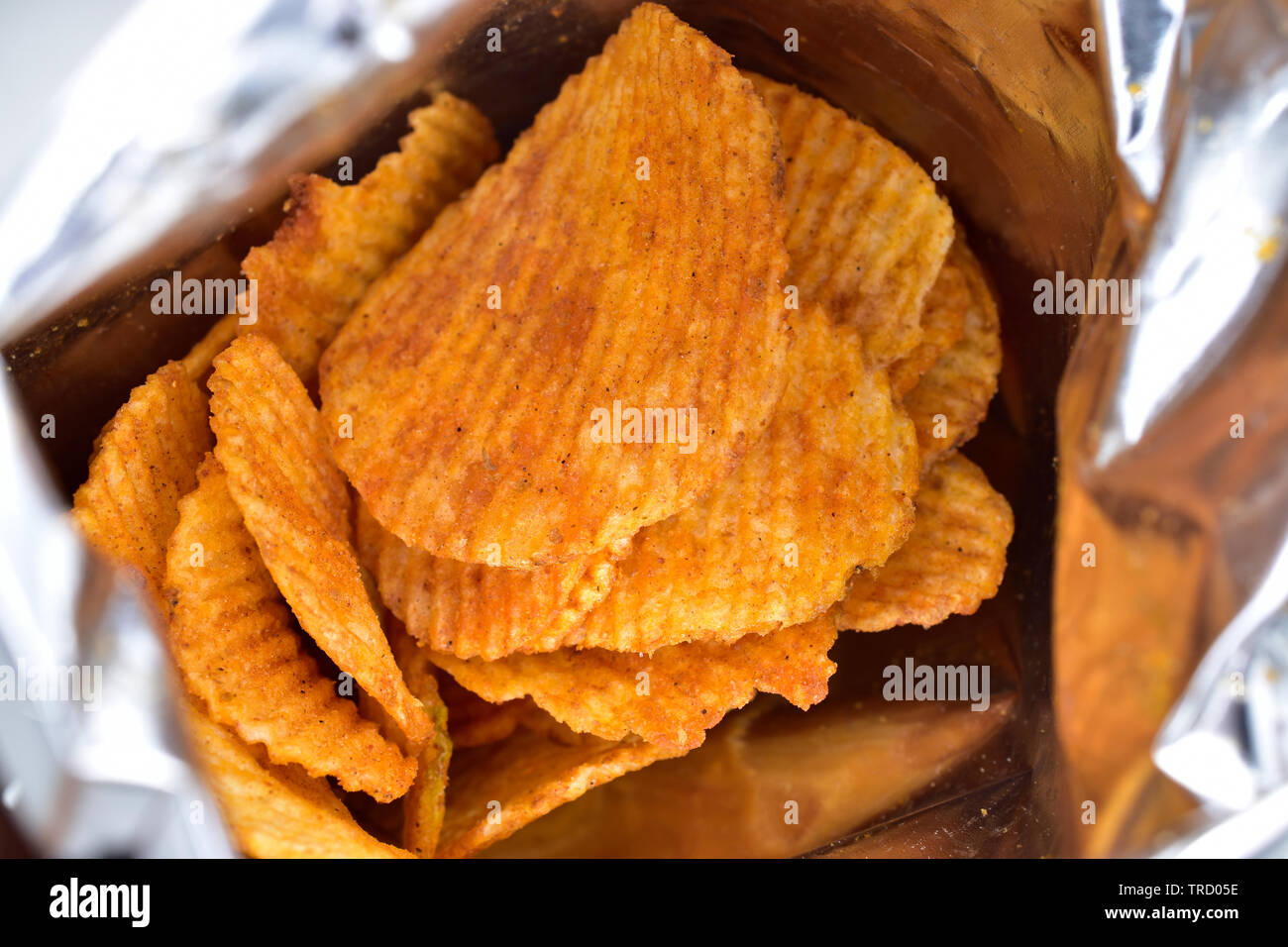 chips inside the package, close-up Stock Photo - Alamy