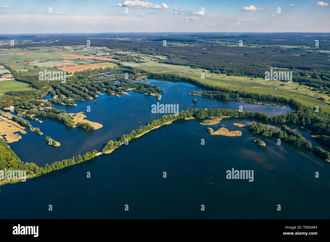 Aerial view of the lakes/ponds in the natural reservoir of Bird's in ...
