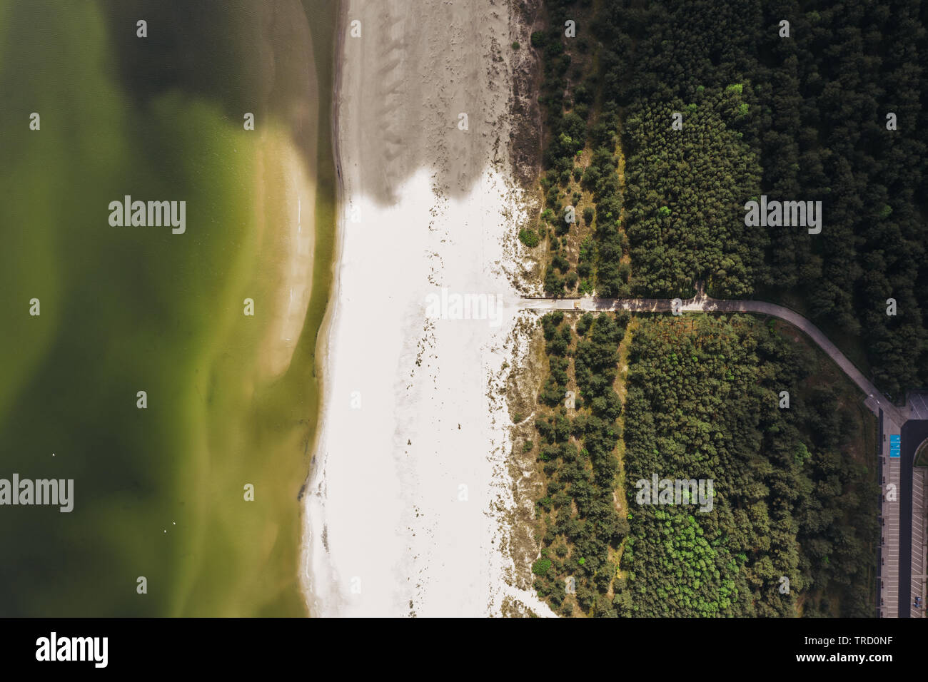 Aerial photography of the Baltic Sea beach, northern Poland/Germany ...