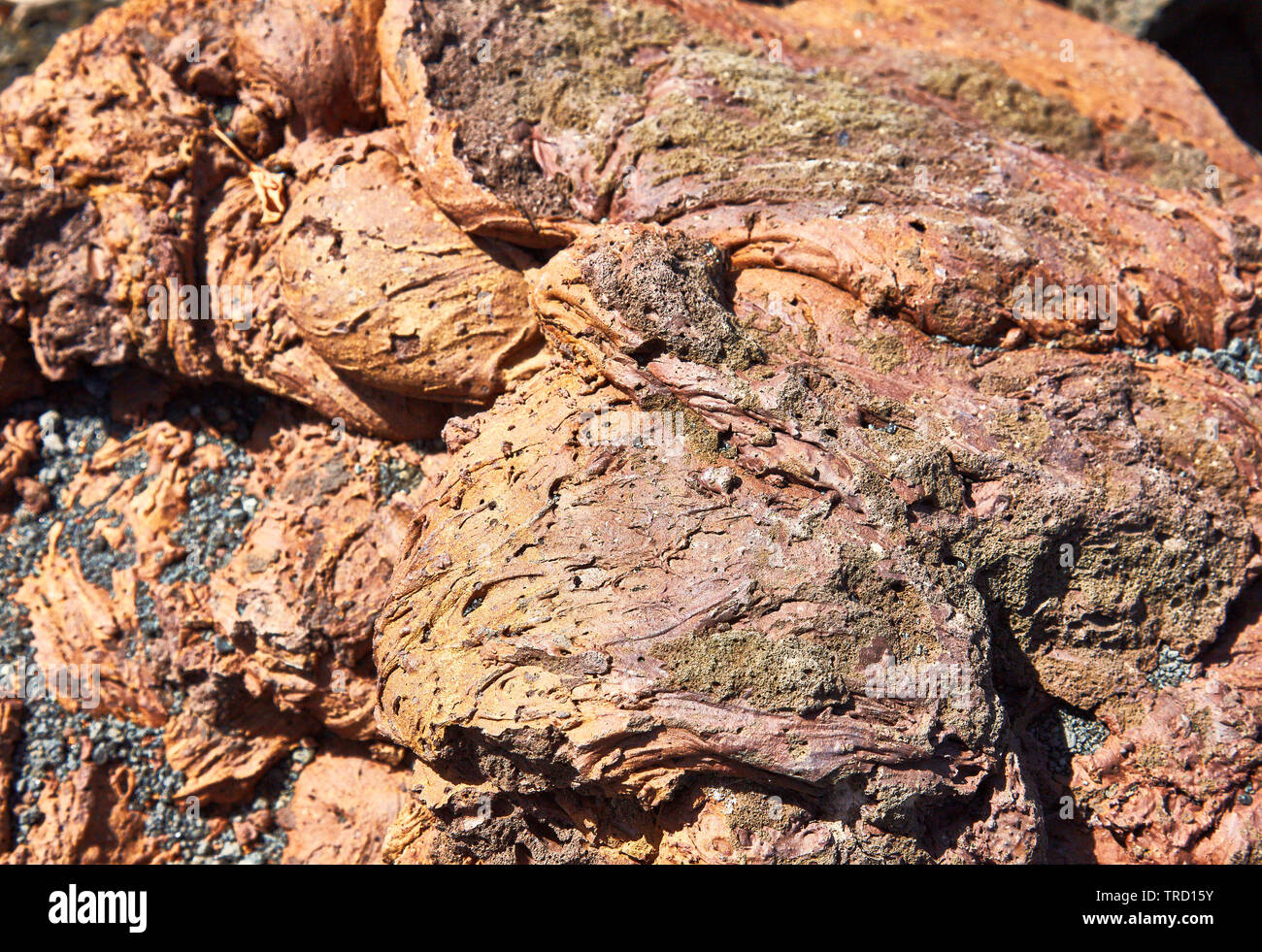 Magma from a volcanic eruption on the canary island of Lanzarote (Spain ...