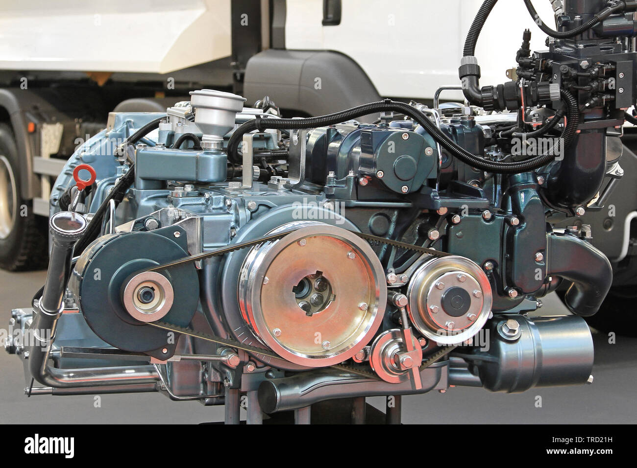 Powerful diesel engine for big trucks transportation hi-res stock ...