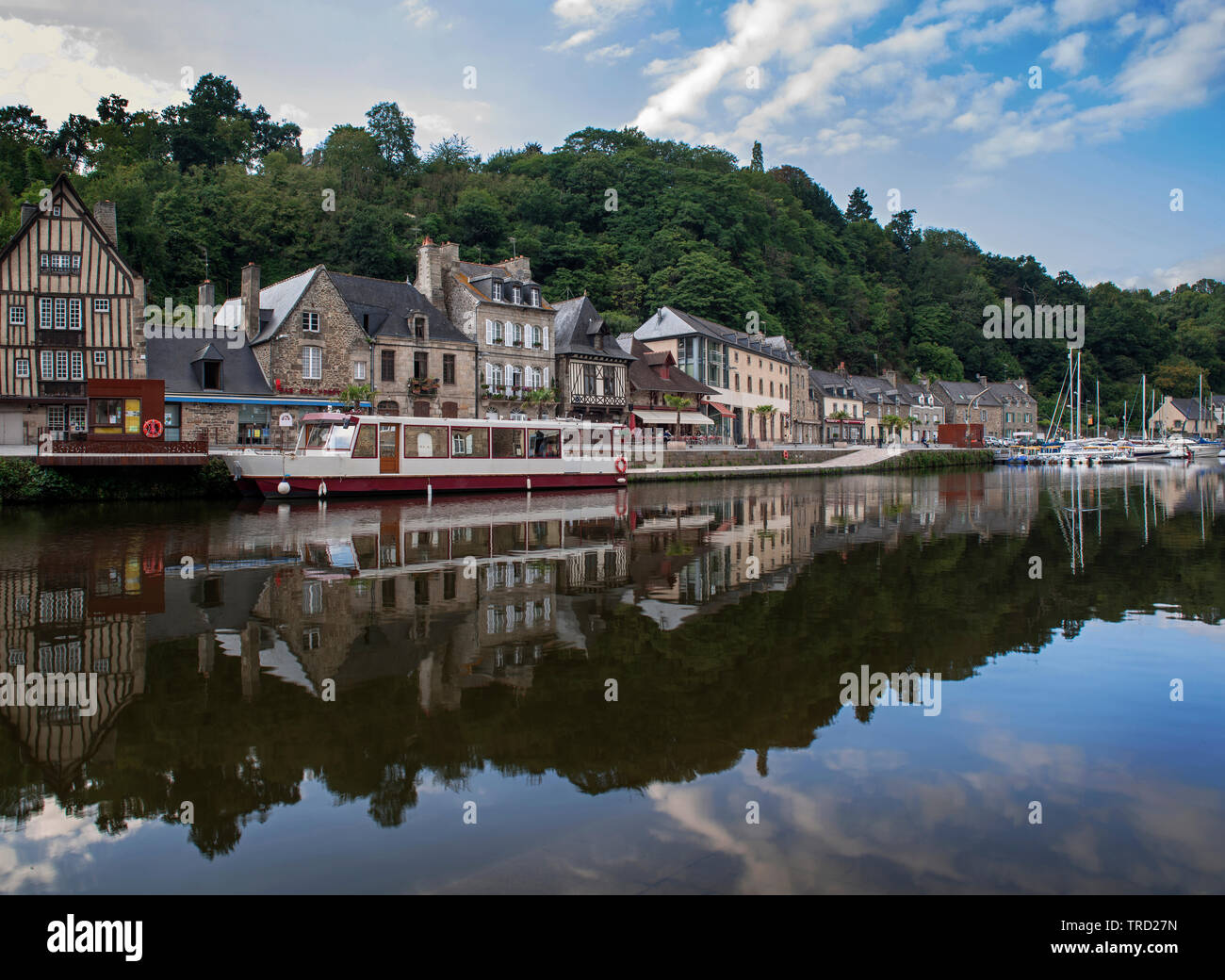 Dinan on the banks of the Rance River, Dinan, Brittany, France Stock ...