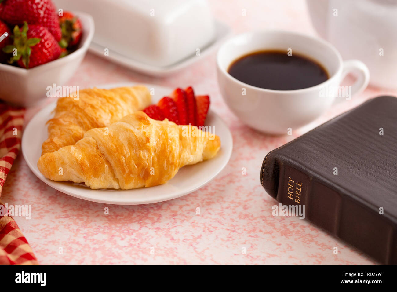 Personal Bible Study at a Table Set for Breakfast Stock Photo - Alamy