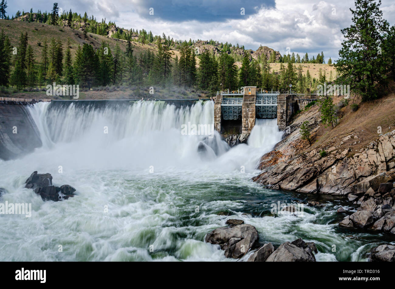 Little Falls Dam On The Spokane River Stock Photo - Alamy