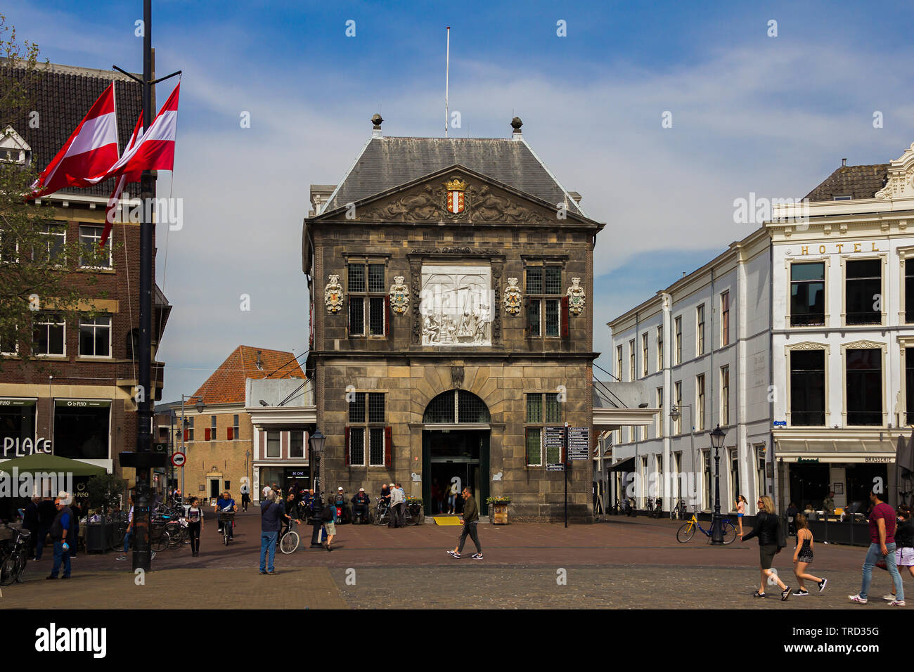 Gouda, Holland, Netherlands, April 23, 2019, The historic building of ...