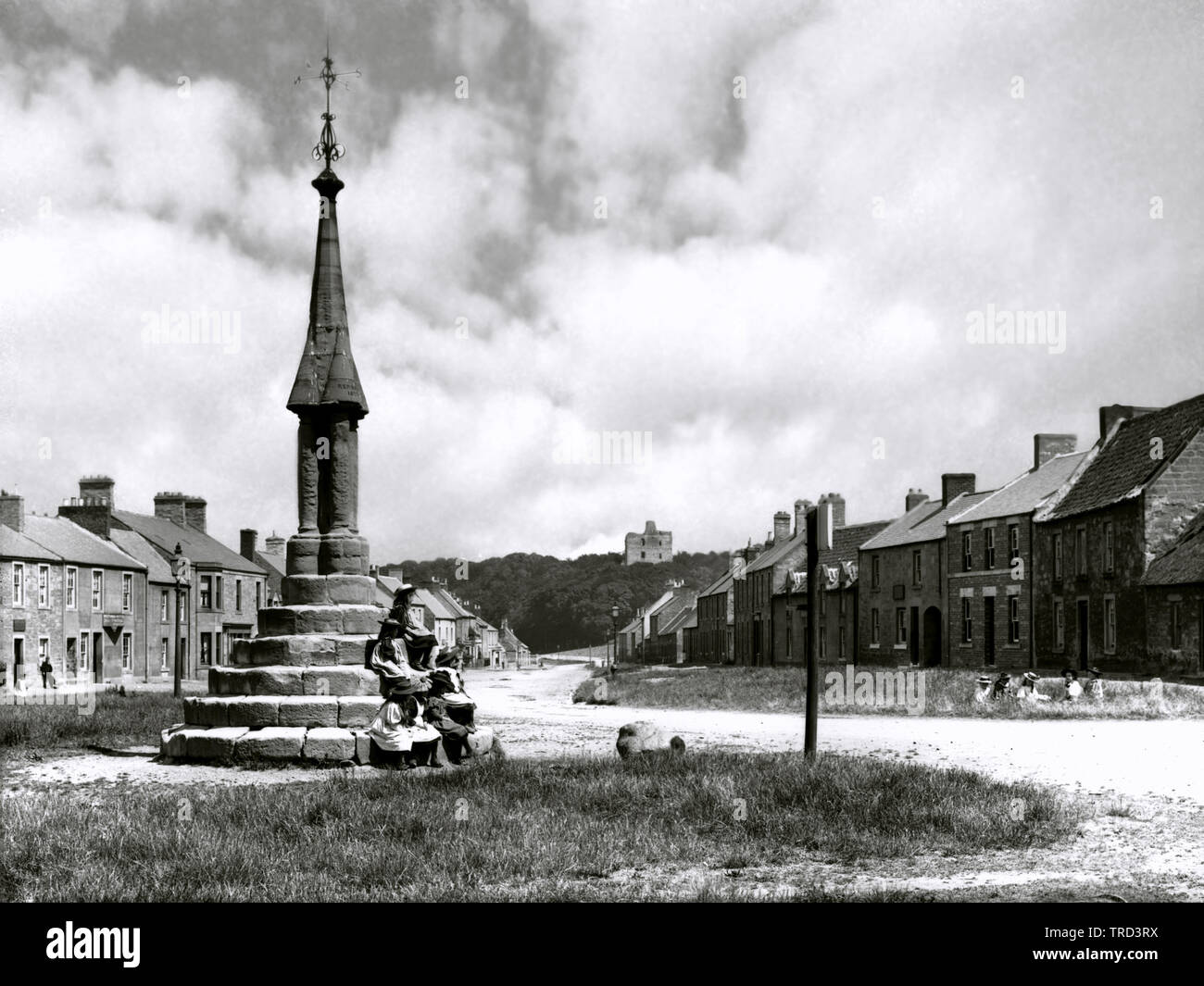 Norham village pictured in 1878 Stock Photo - Alamy