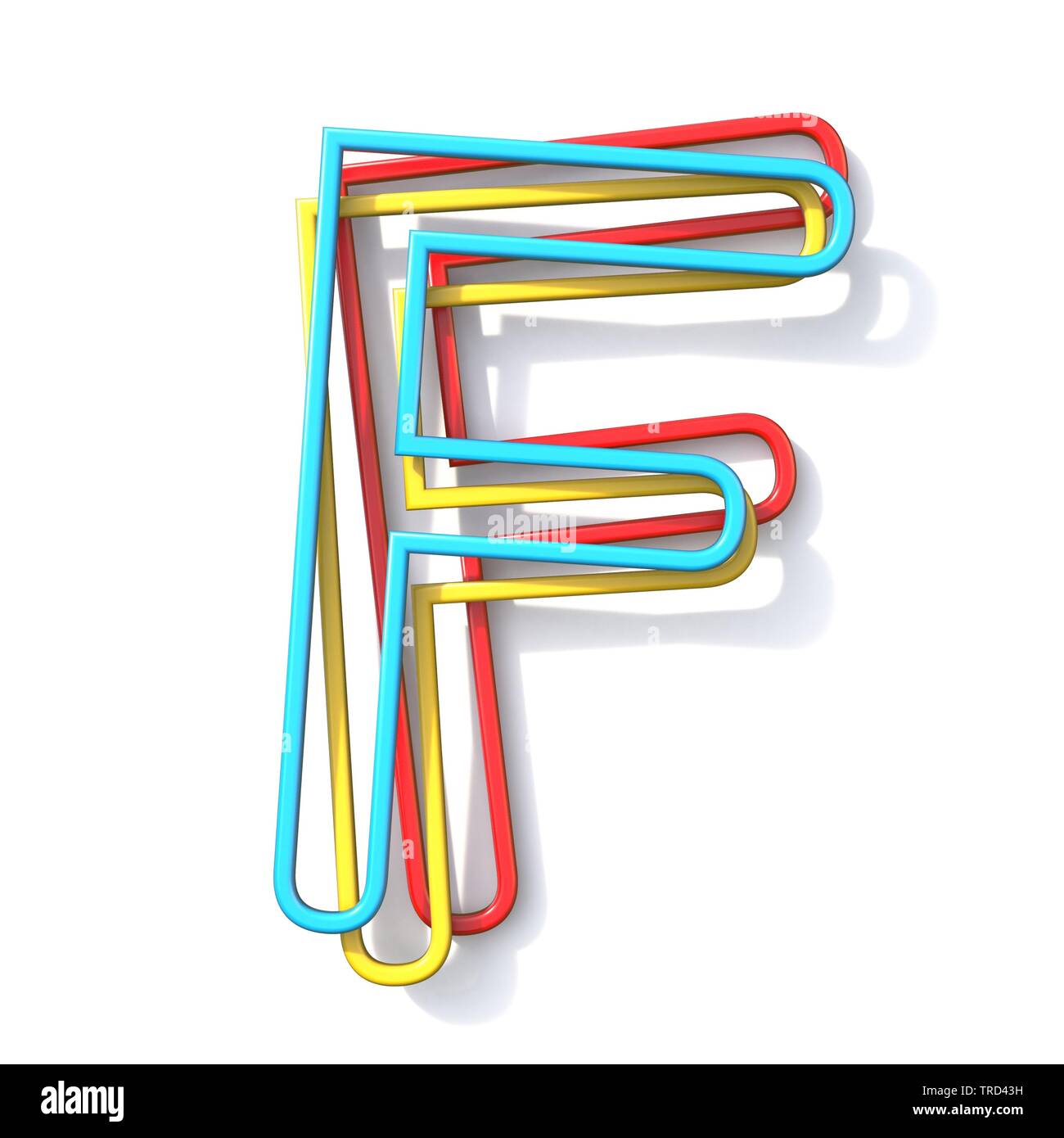 Three basic color wire font Letter F 3D rendering illustration isolated ...