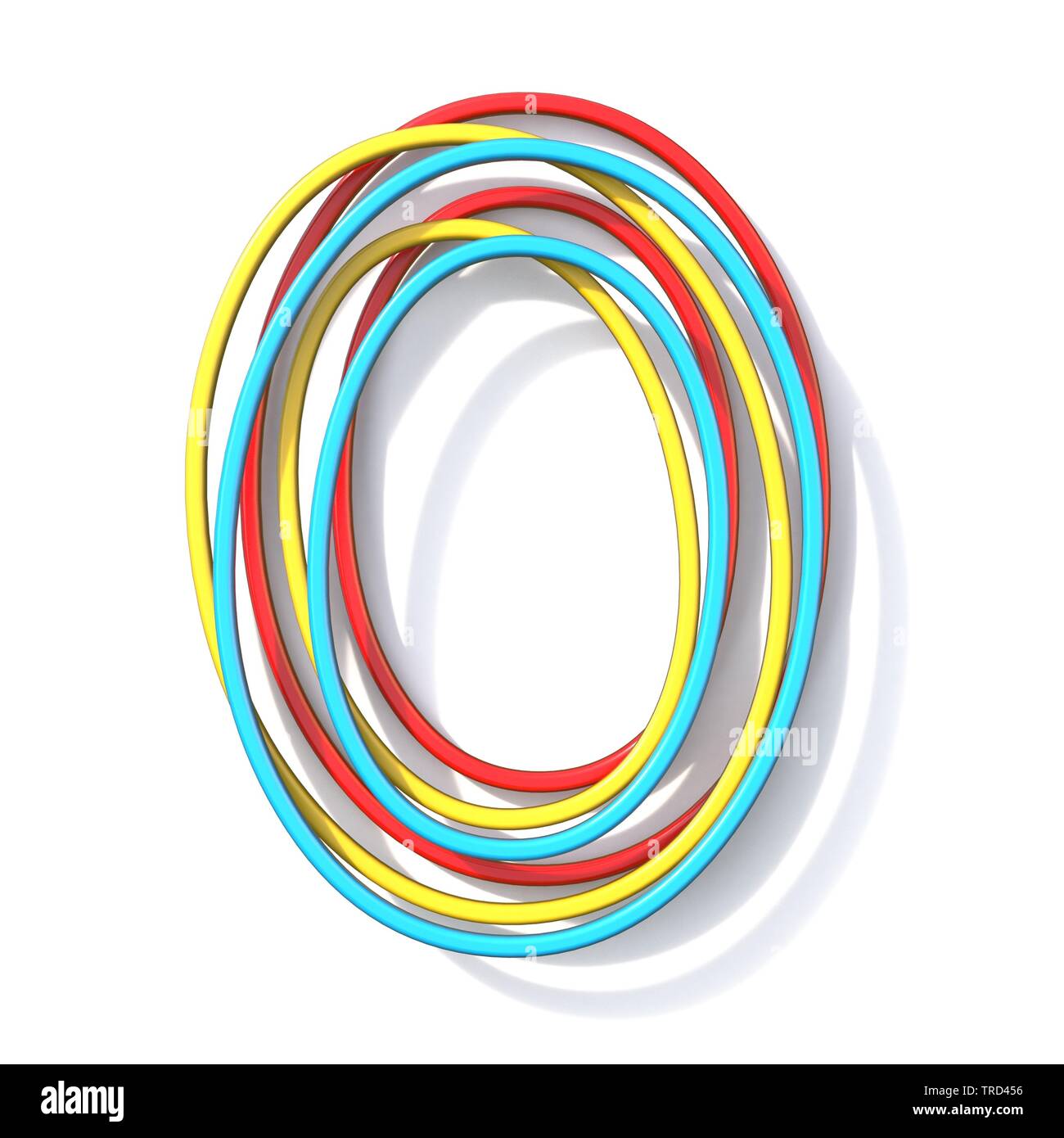 Three basic color wire font Letter O 3D rendering illustration isolated ...