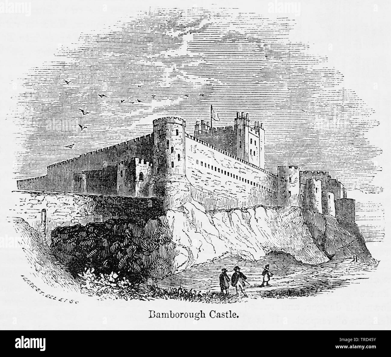 Bamborough Castle, now known as Bamburgh Castle, Illustration from John ...