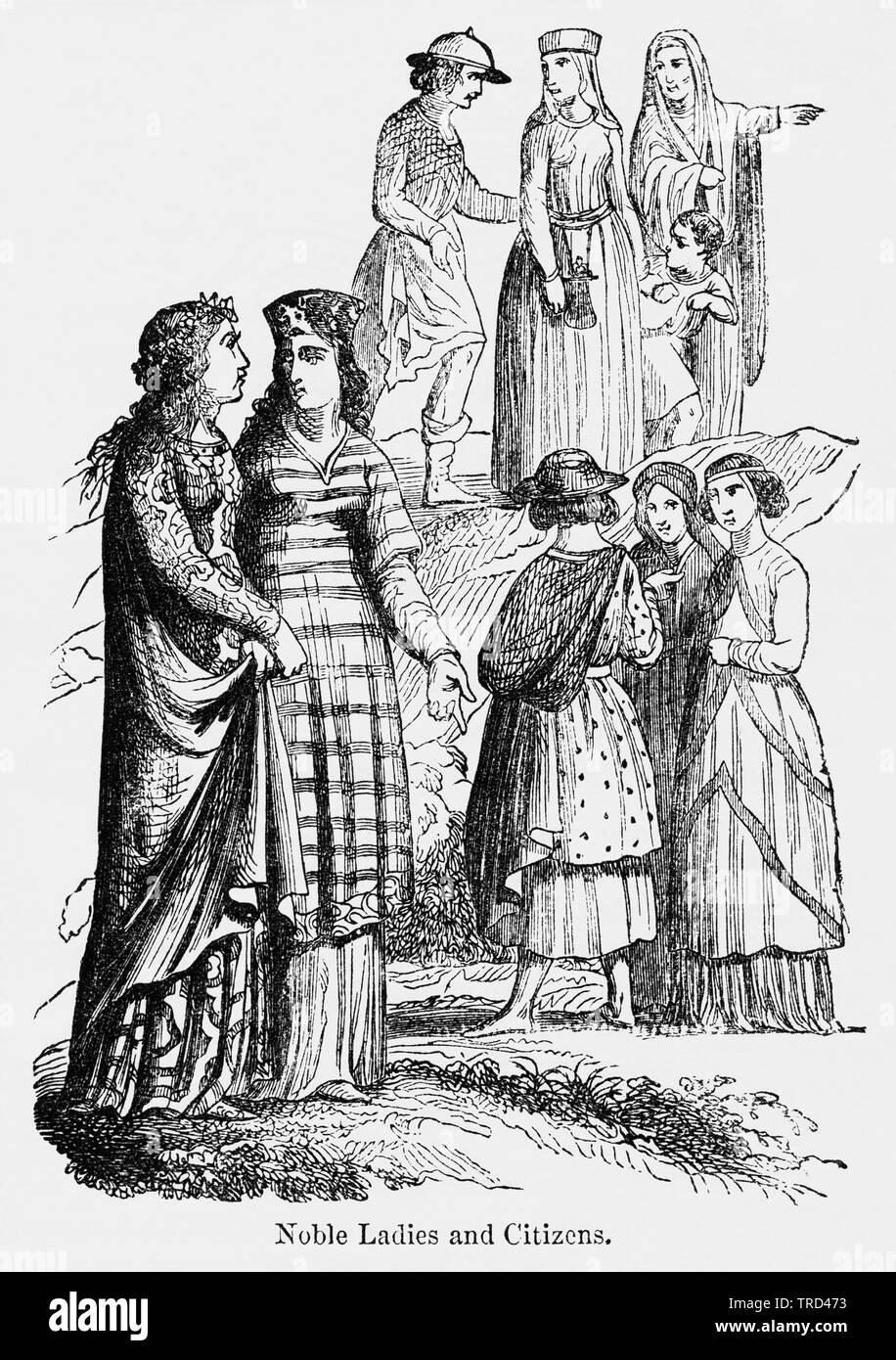 Middle ages people england illustration Black and White Stock Photos ...