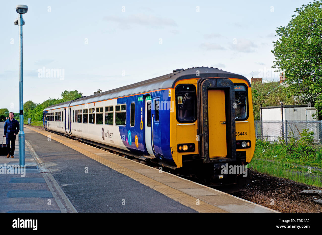 Northern line Train arriving at Eaglescliffe Station near Stockton on ...