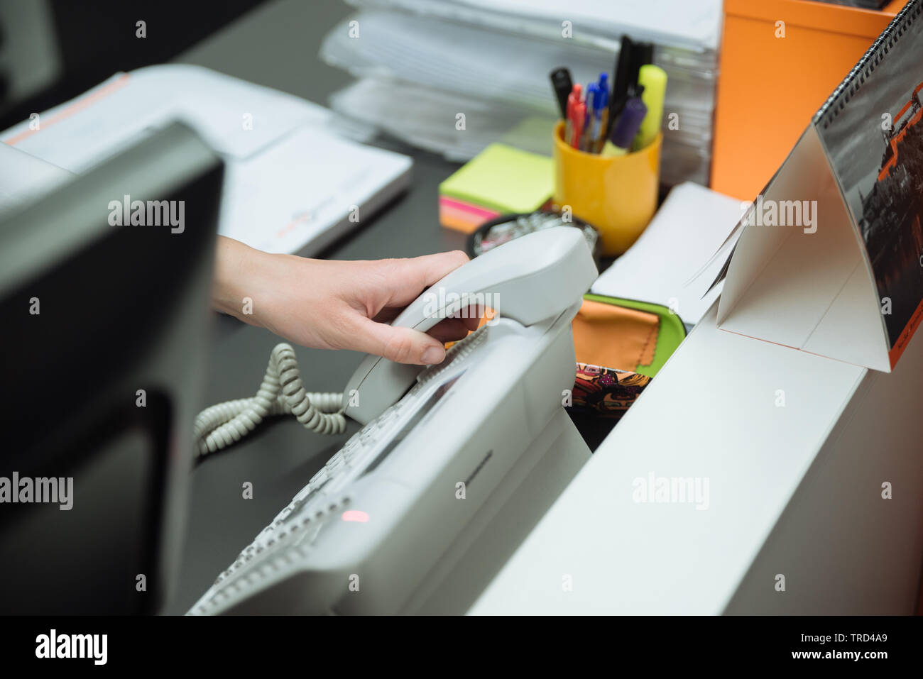 White office phone for work Stock Photo - Alamy