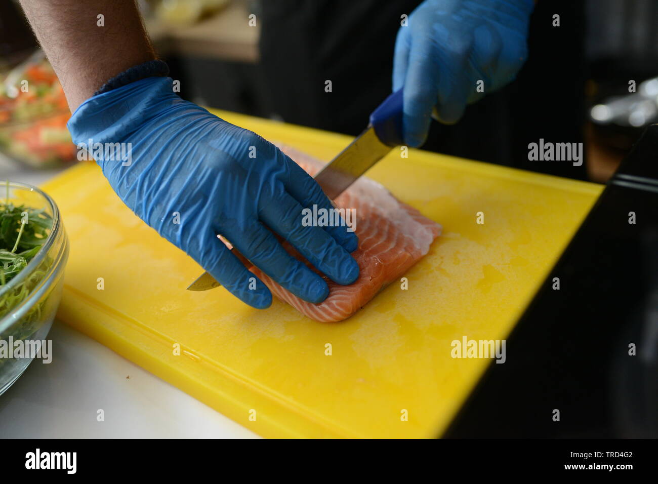 Chef cuts piece fresh pork hi-res stock photography and images - Alamy