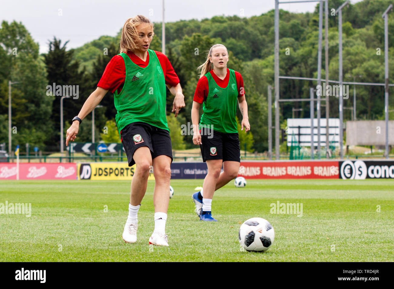 Kayleigh Green of Wales during training at Leckwith Stadium ahead of ...