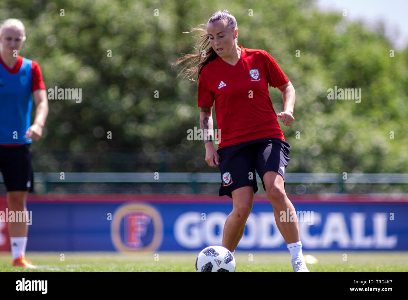 Natasha Harding of Wales during training at Leckwith Stadium ahead of ...