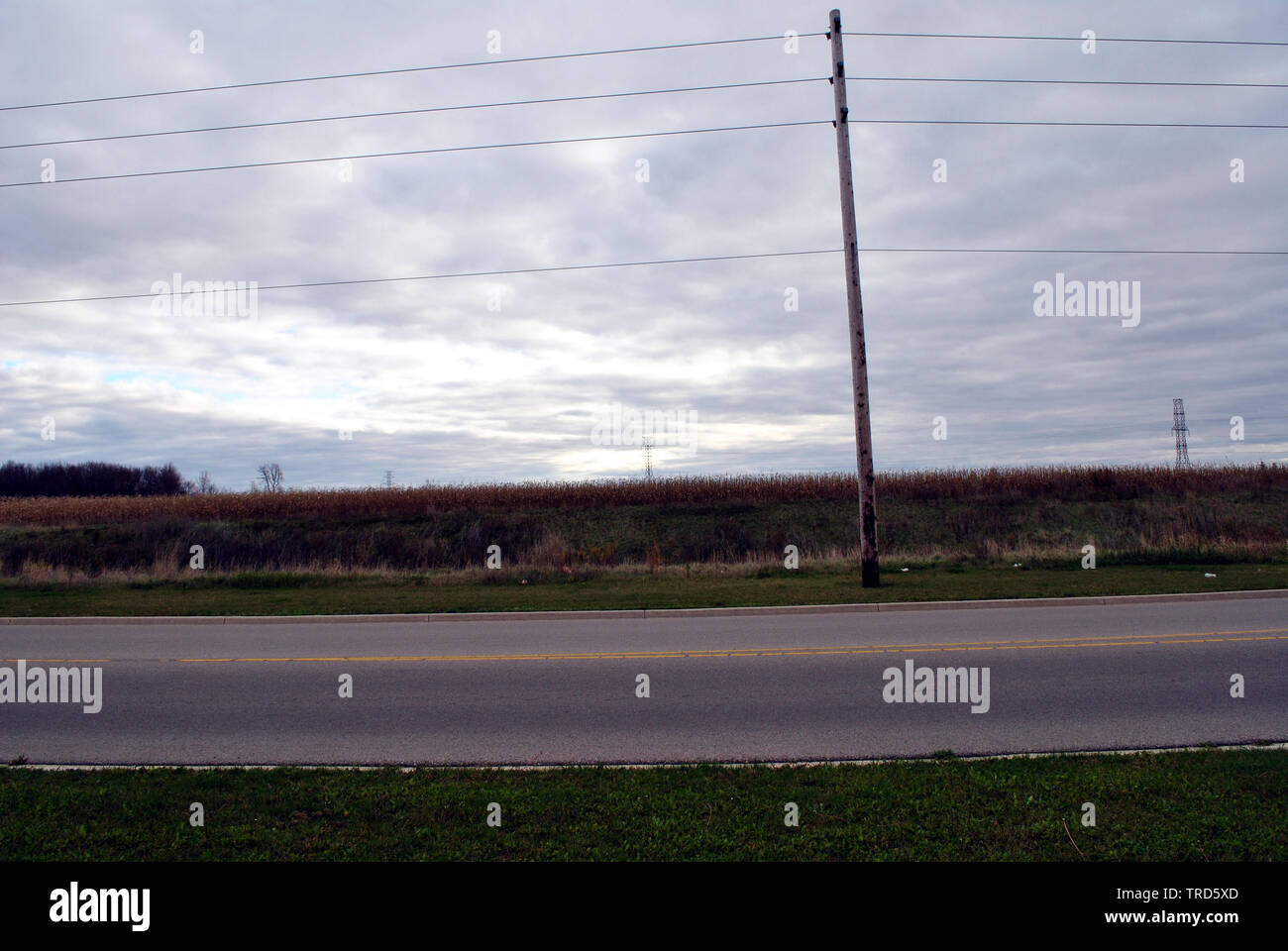 Power line pole at roadside Stock Photo - Alamy