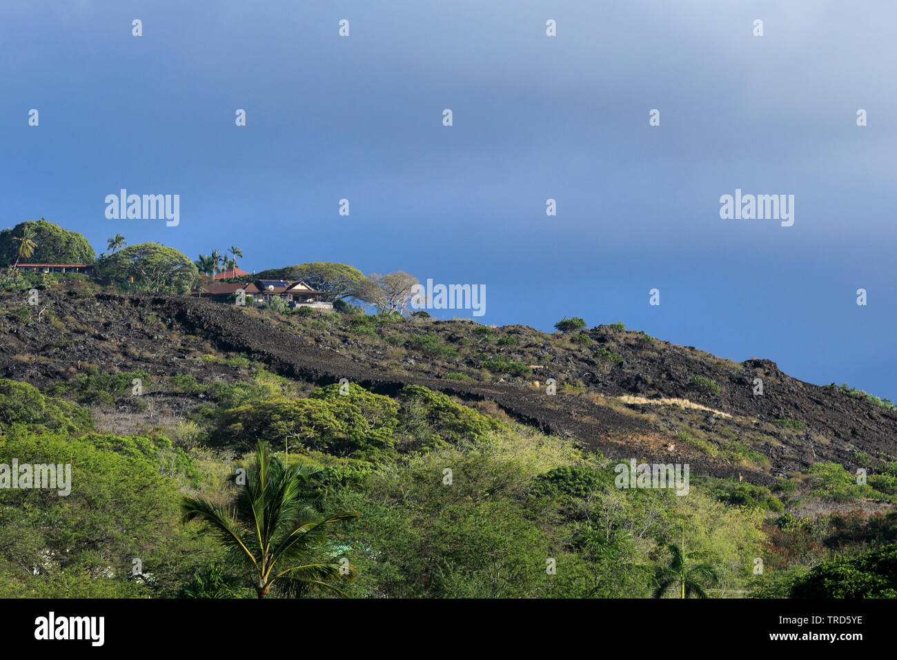 Remnants of historic holua (slide) in Kailua Kona, Hawaii Stock Photo ...