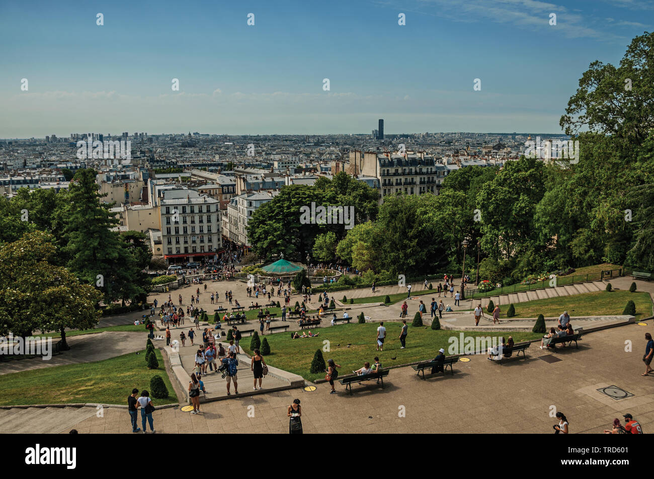 View of the skyline from the top of the butte Montmartre in Paris. One ...