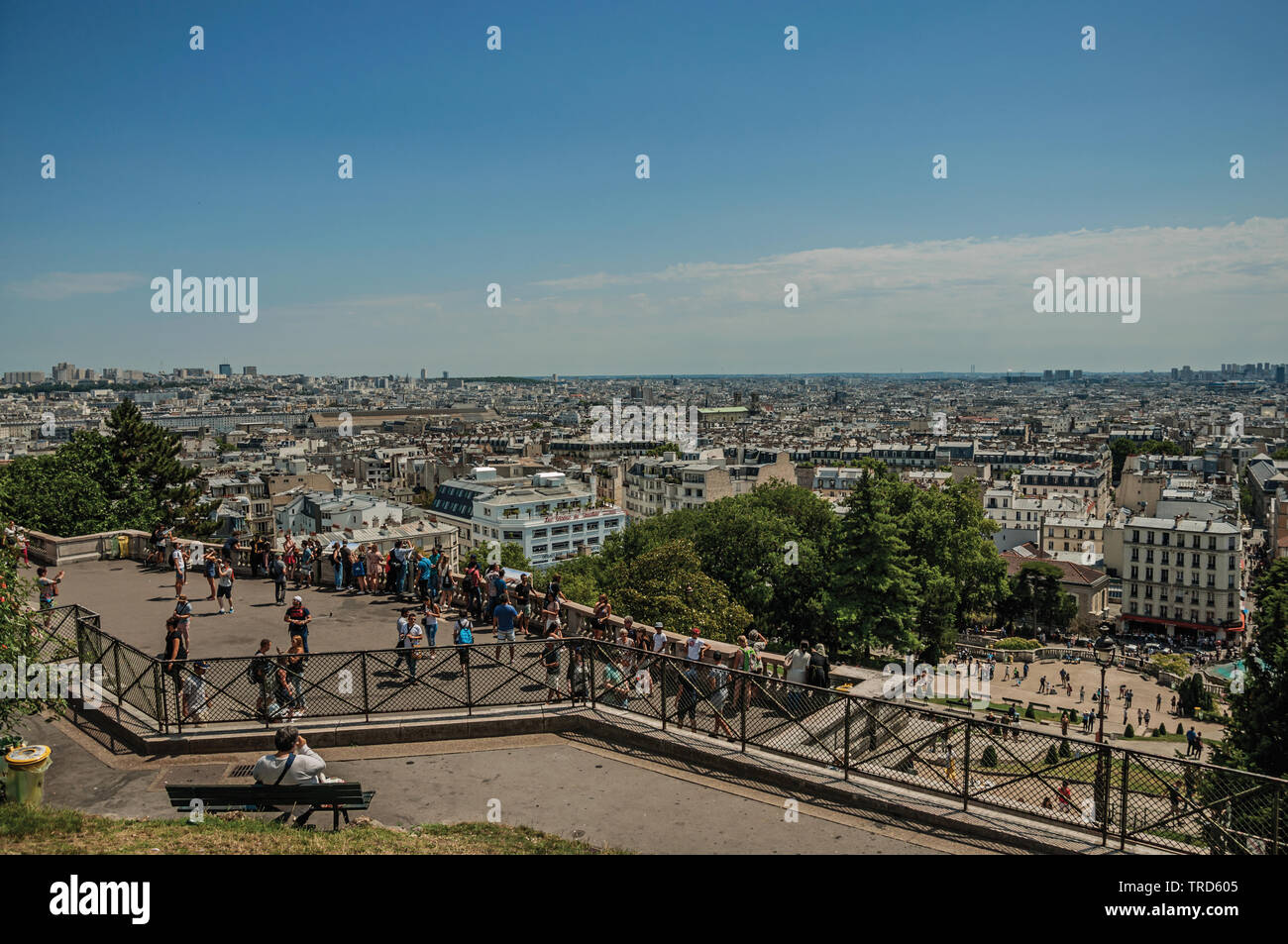 View of the skyline from the top of the butte Montmartre in Paris. One ...