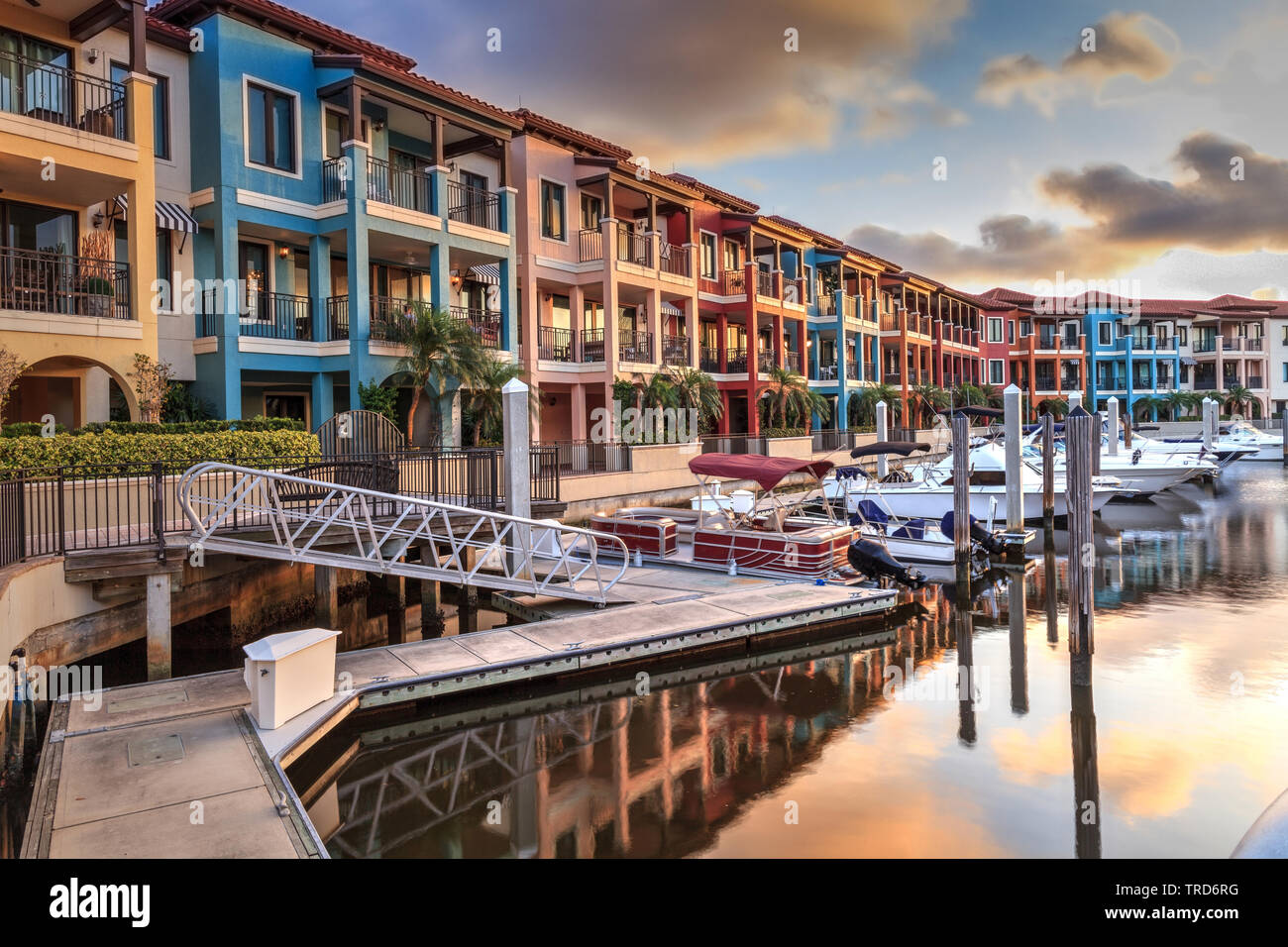 Naples, Florida, USA – May 29, 2019: Colorful buildings and a harbor of ...