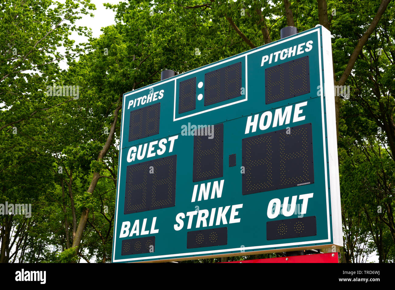 Baseball score board at the local park Stock Photo - Alamy