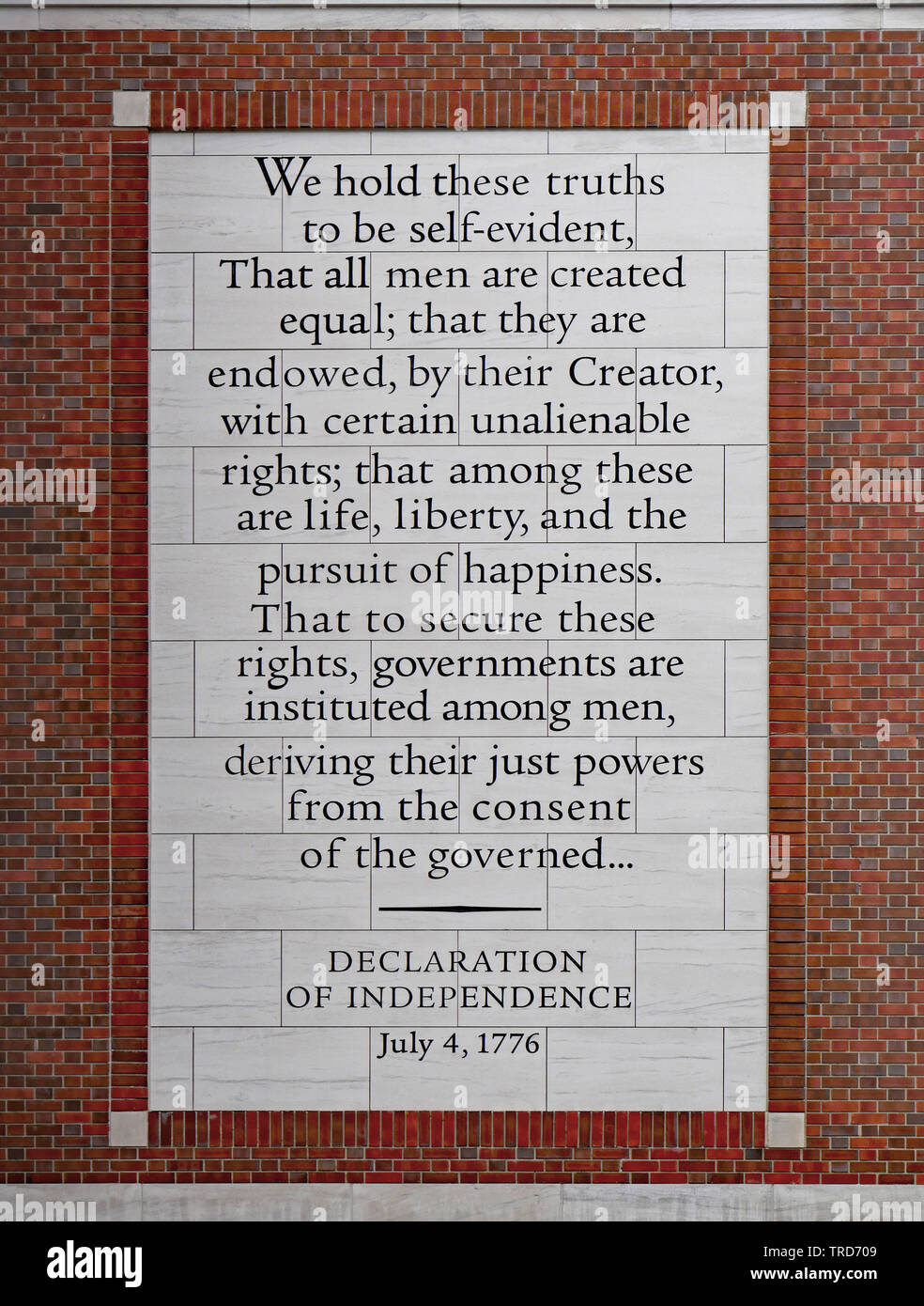 American Declaration of Independence, plaque on the wall of the Museum ...