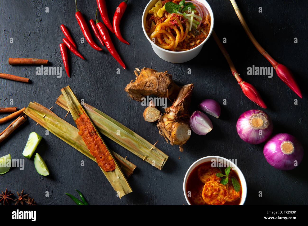 Laksa top view hi-res stock photography and images - Alamy