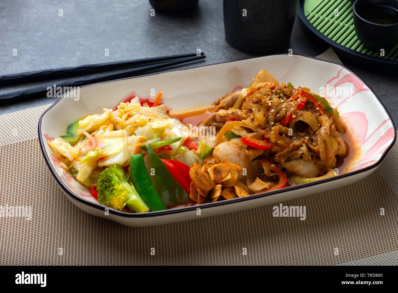 japanese stir fry itame pork and cabbage Stock Photo - Alamy