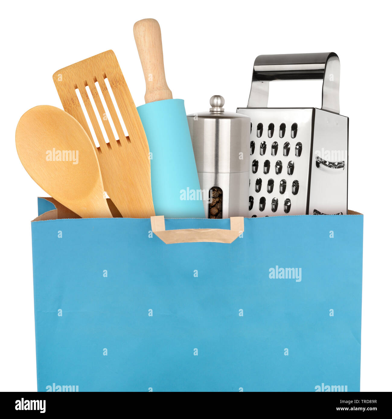 bag with kitchen equipment isolated with on white background Stock ...