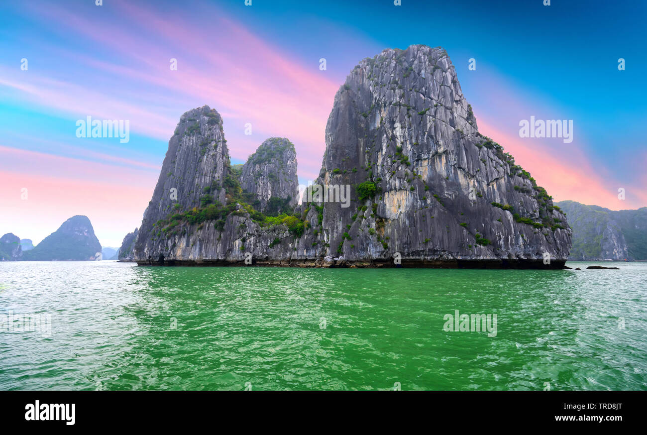 Limestone mountain in Halong Bay, Vietnam. This is the UNESCO World ...