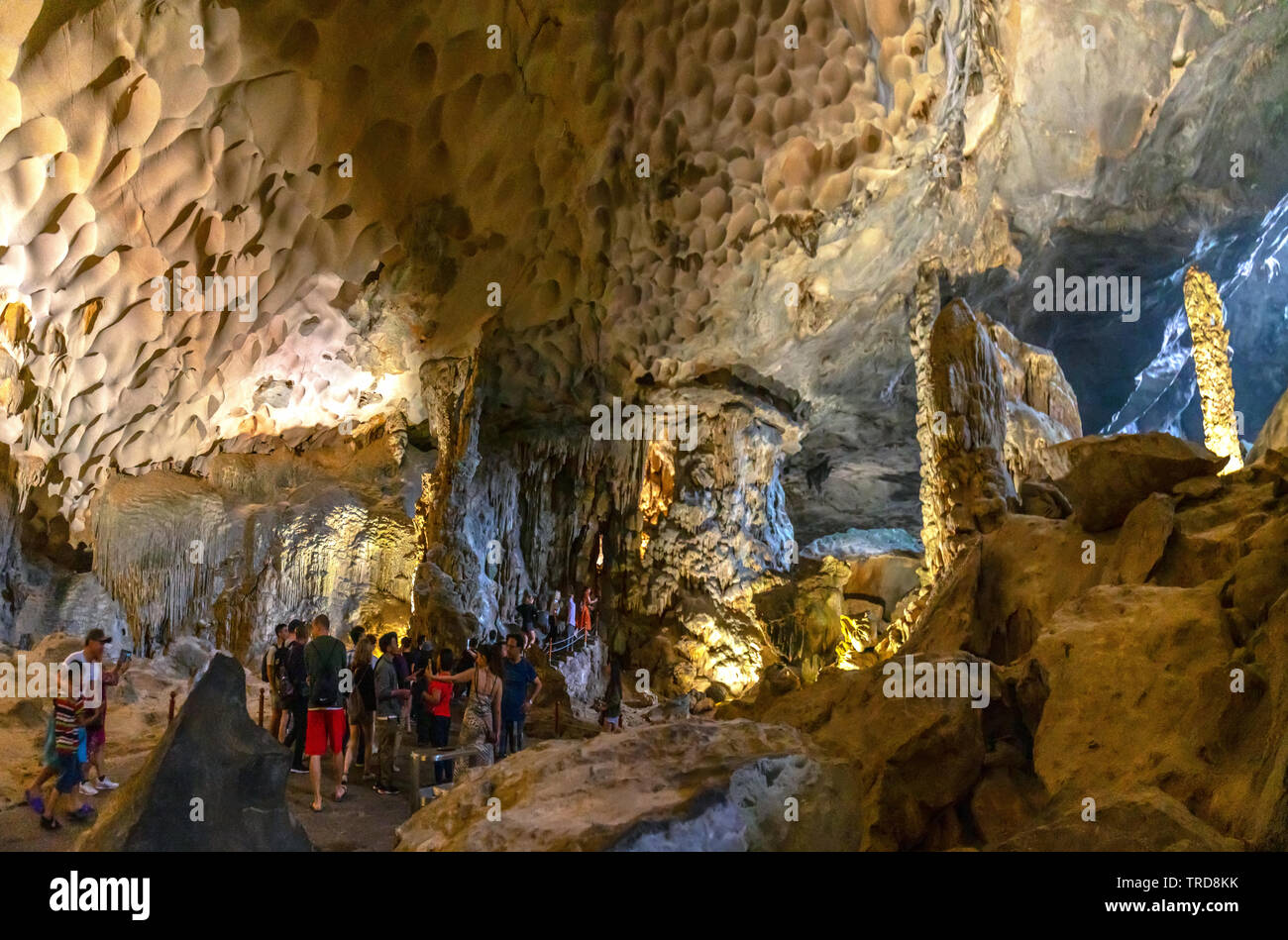 Tourist travel in Sung Sot limestone cave is one of the best and is ...