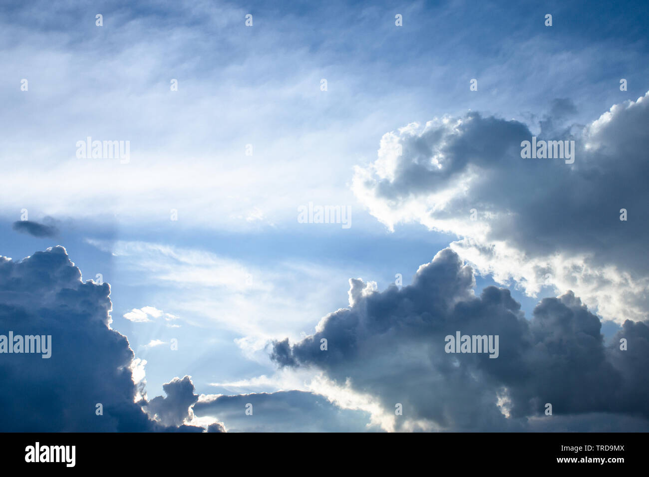 Cumulus at sunset Sky with different types of clouds Stock Photo - Alamy