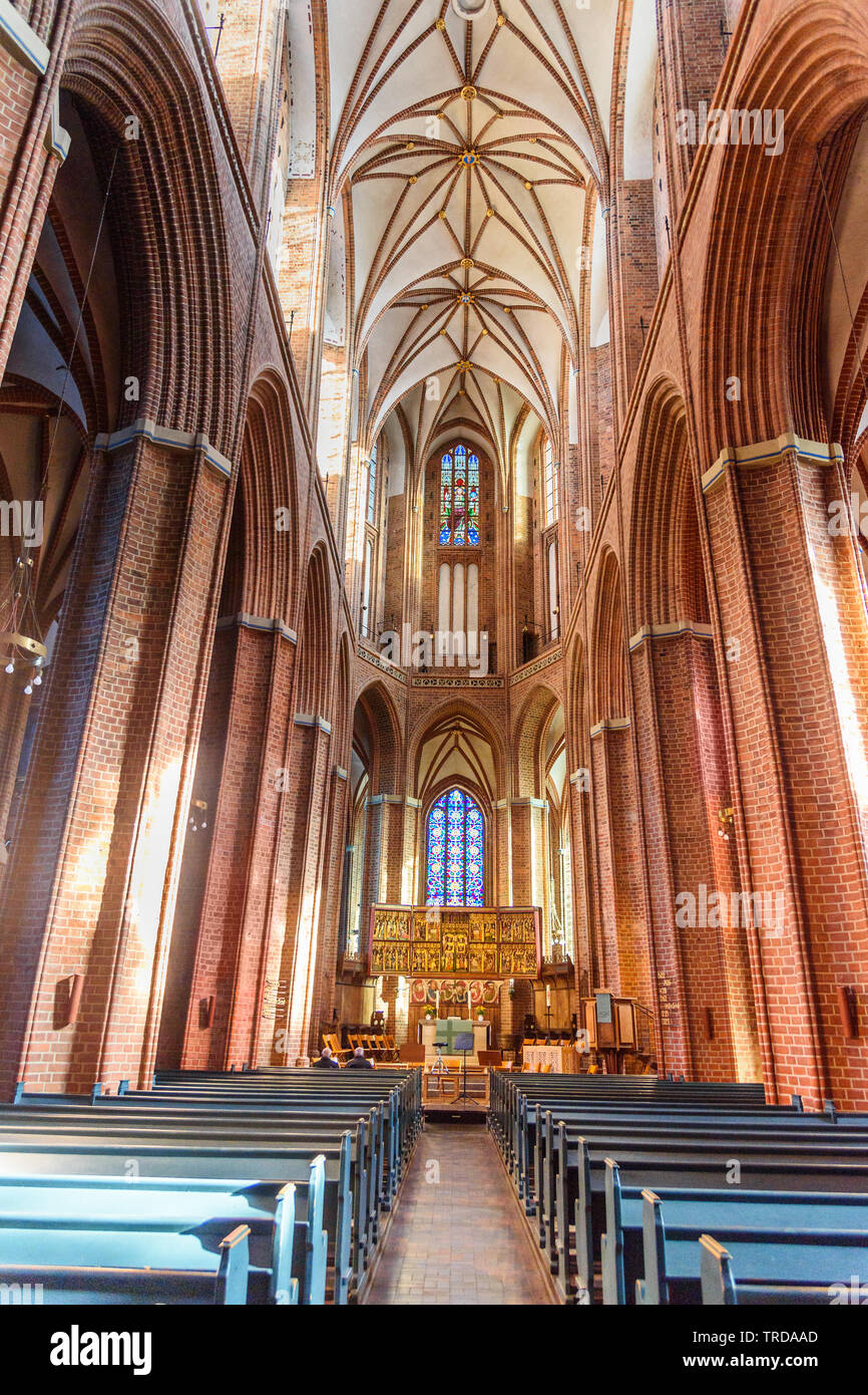 Luneburg, Germany - November 03, 2018: Interior of St. Nicolai chuch in ...
