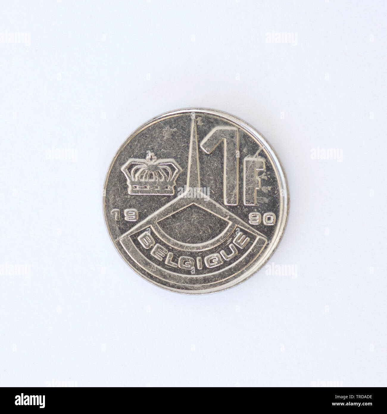 Belgium 1 Franc - Baudouin I Coin - 1990 Stock Photo - Alamy