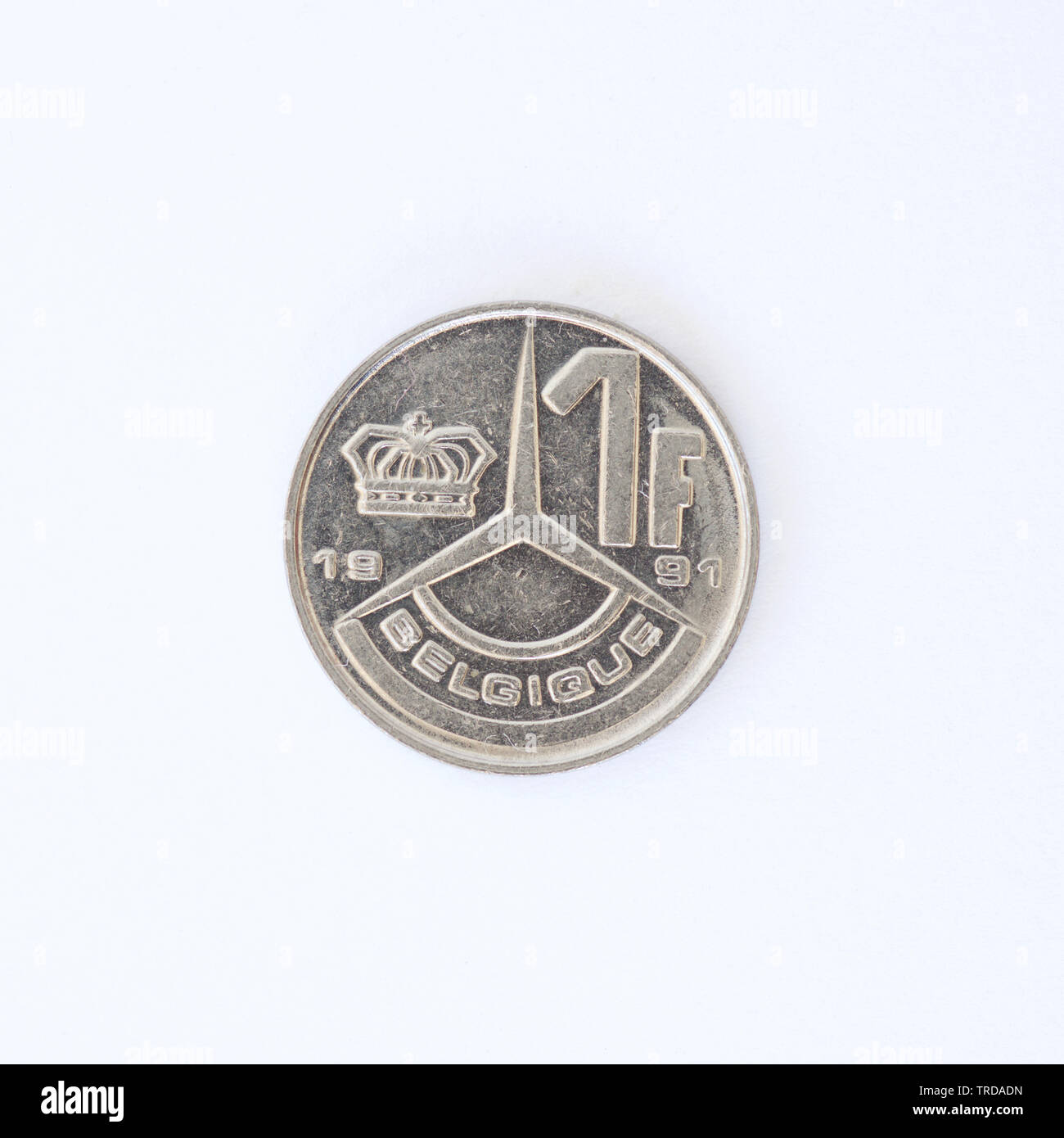 Belgium 1 Franc - Baudouin I Coin - 1991 Stock Photo - Alamy