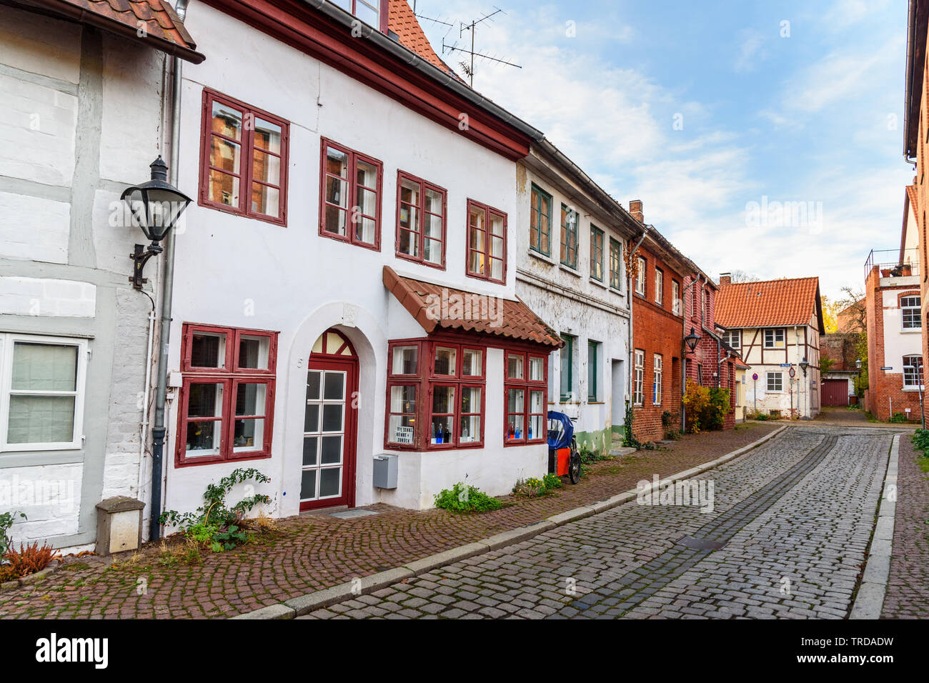Luneburg, Germany - November 06, 2018: Street with Medieval old brick ...