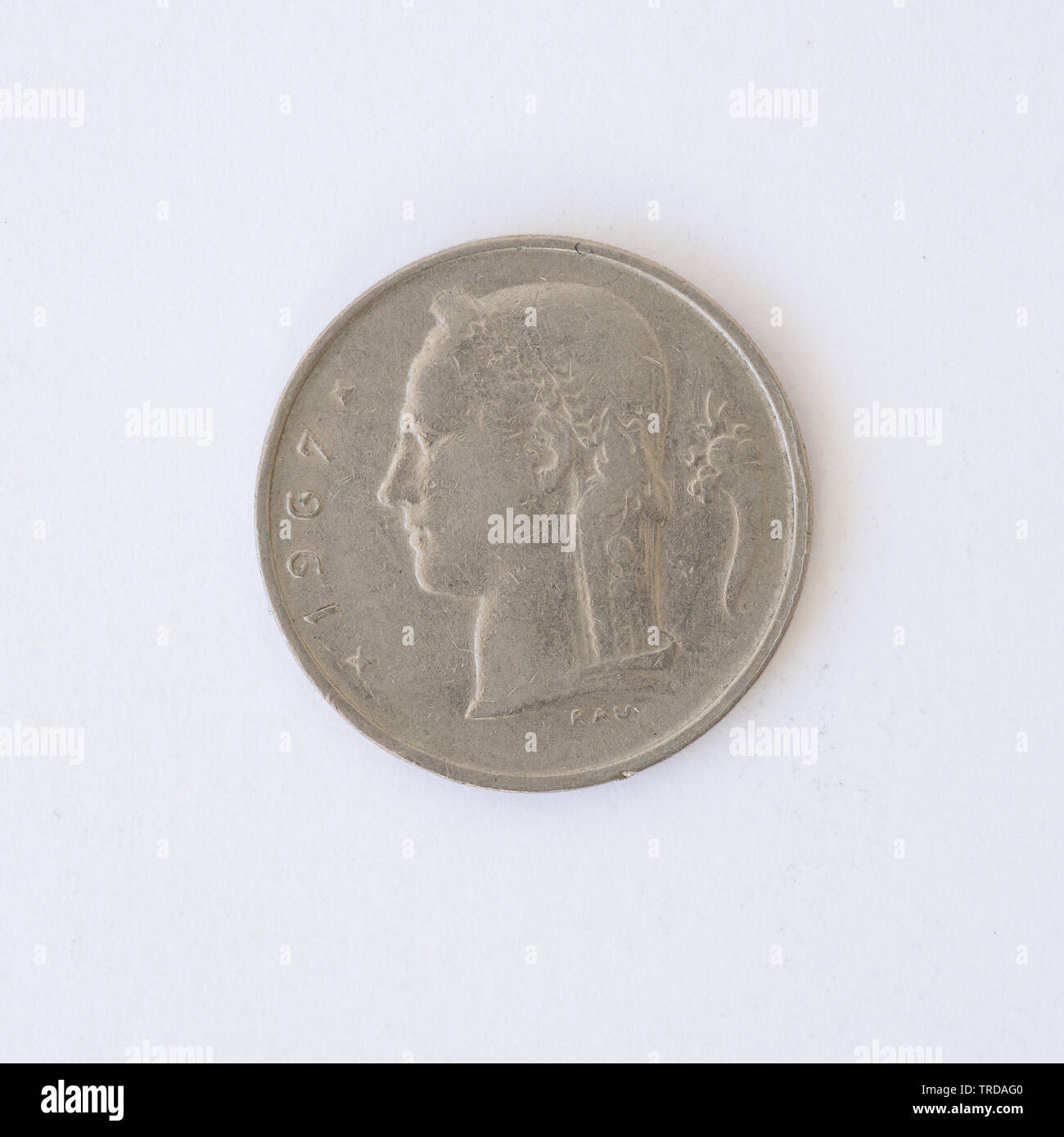 Belgium 1 Franc - Baudouin I Coin - 1967 Stock Photo - Alamy