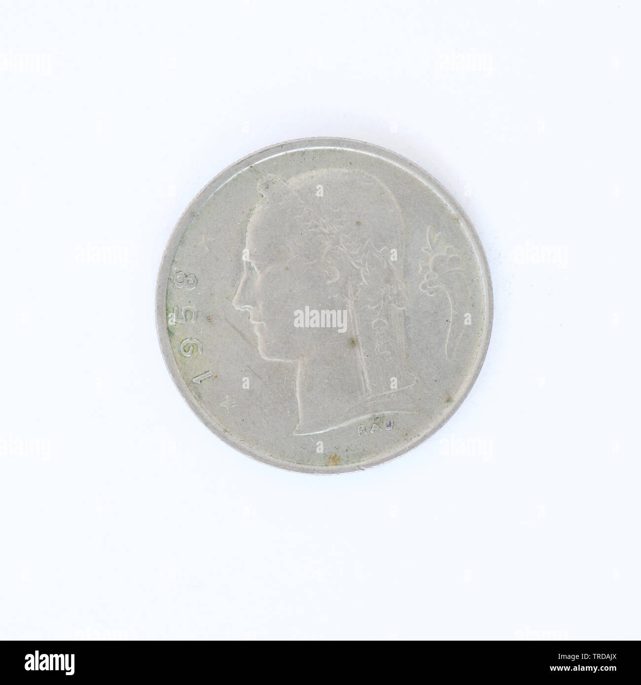 Belgium 1 Franc - Baudouin I Coin - 1958 Stock Photo - Alamy