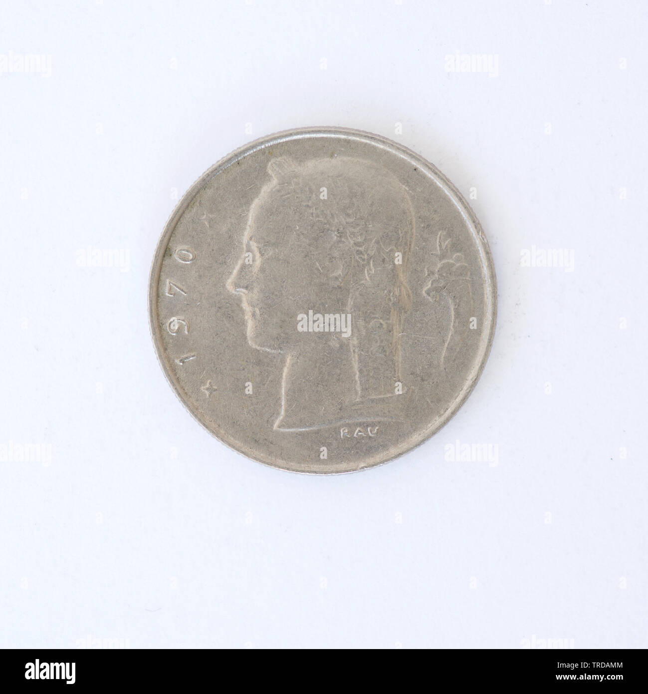 Belgium 1 Franc - Baudouin I Coin - 1970 Stock Photo - Alamy