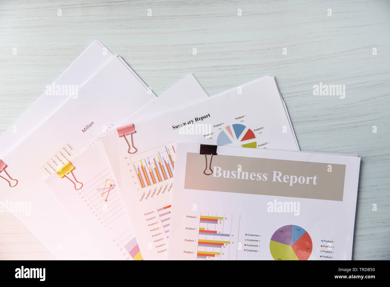 Report paper document present financial and business report graph chart ...
