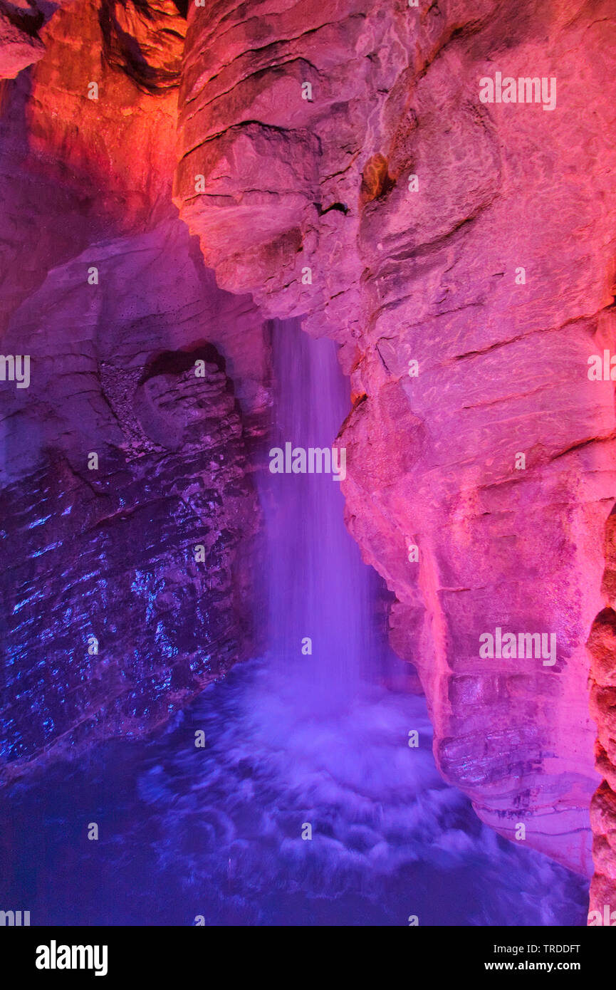 illuminated Varone Falls, Italy, Lake Garda, Riva Del Garda, Tenno ...