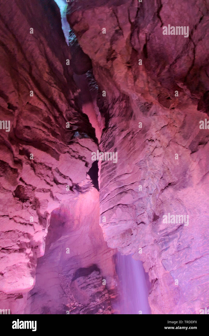 illuminated Varone Falls, Italy, Lake Garda, Riva Del Garda, Tenno ...