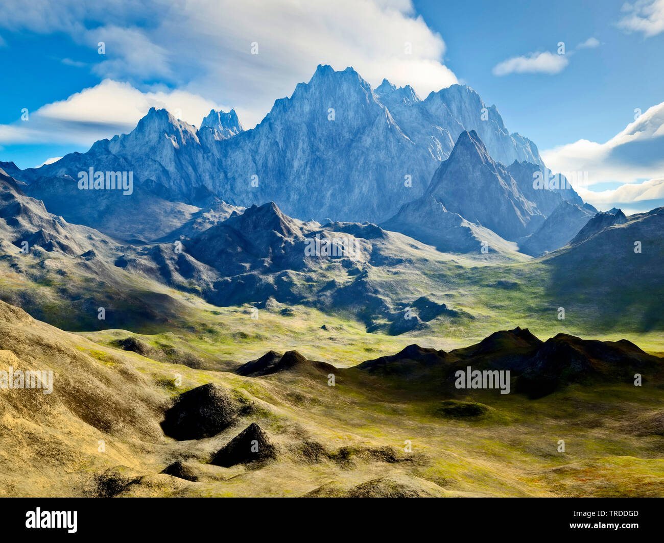 mountain scenery, computer graphic Stock Photo - Alamy