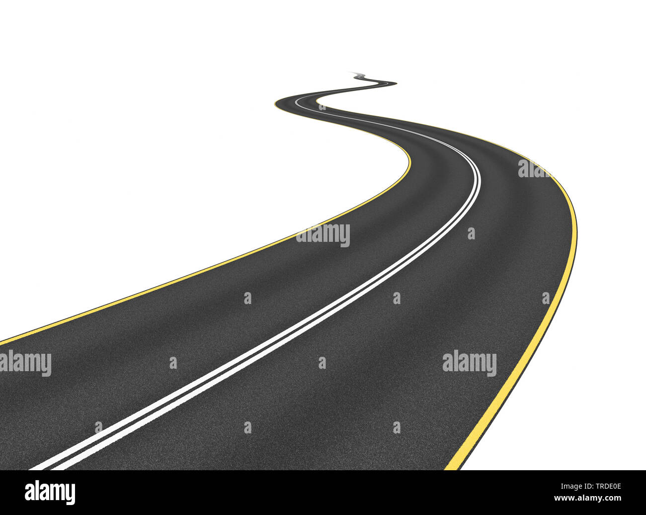 3D computer graphic, curved highway road representing a path to a ...