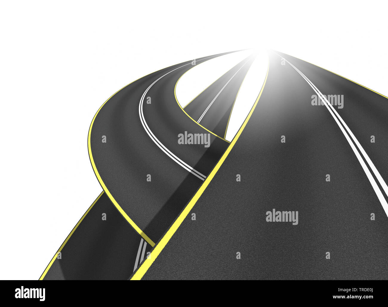 3D computer graphic, several overlapping highways representing ...