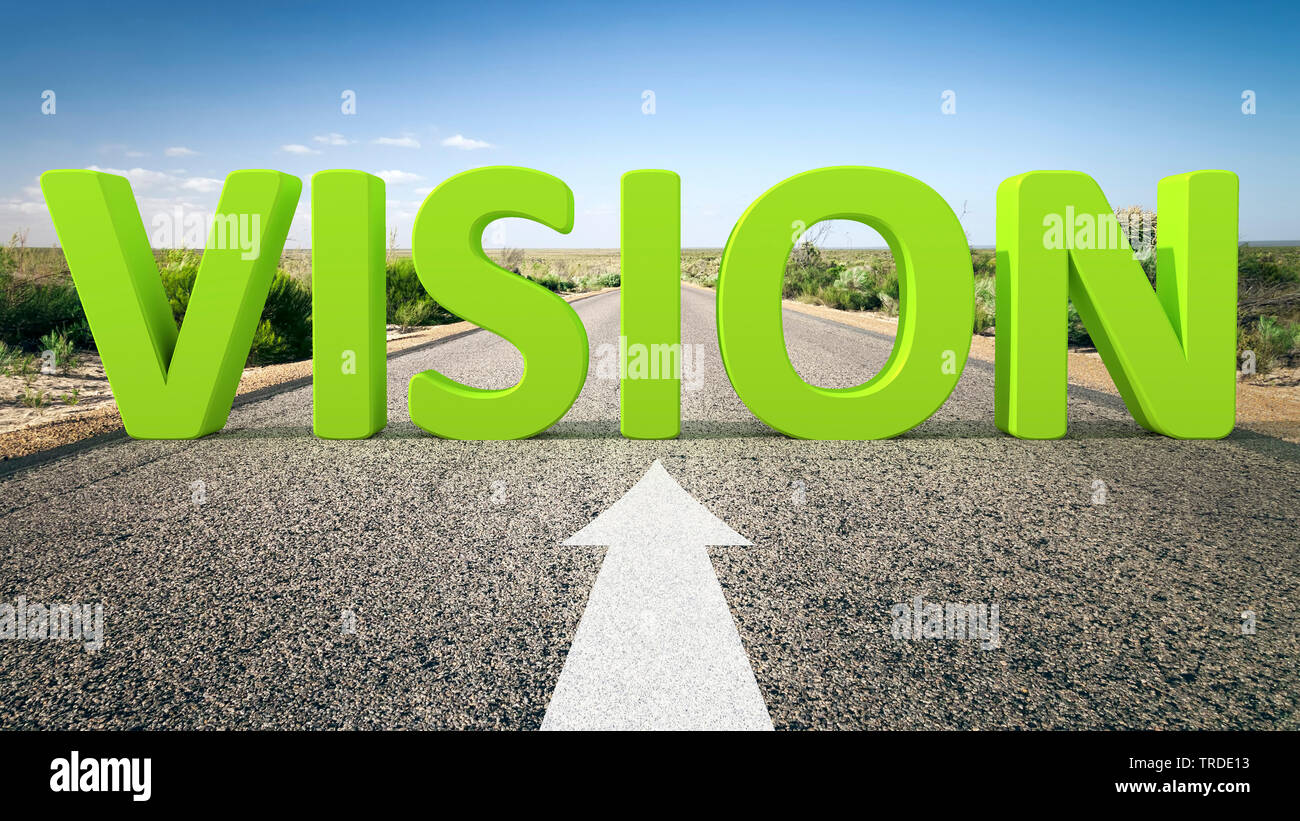 3D computer graphic, straight highway section representing a path to a ...