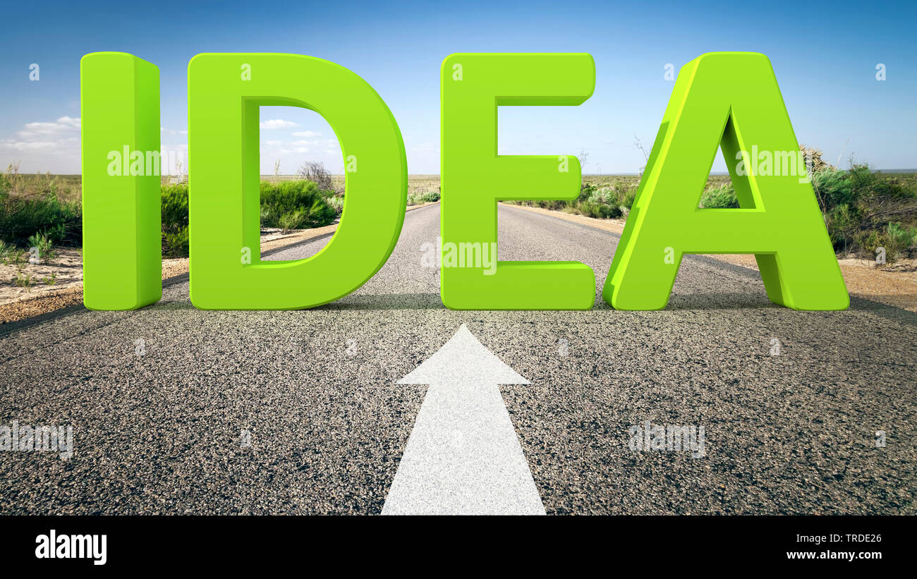 3D computer graphic, straight highway section representing a path to a ...