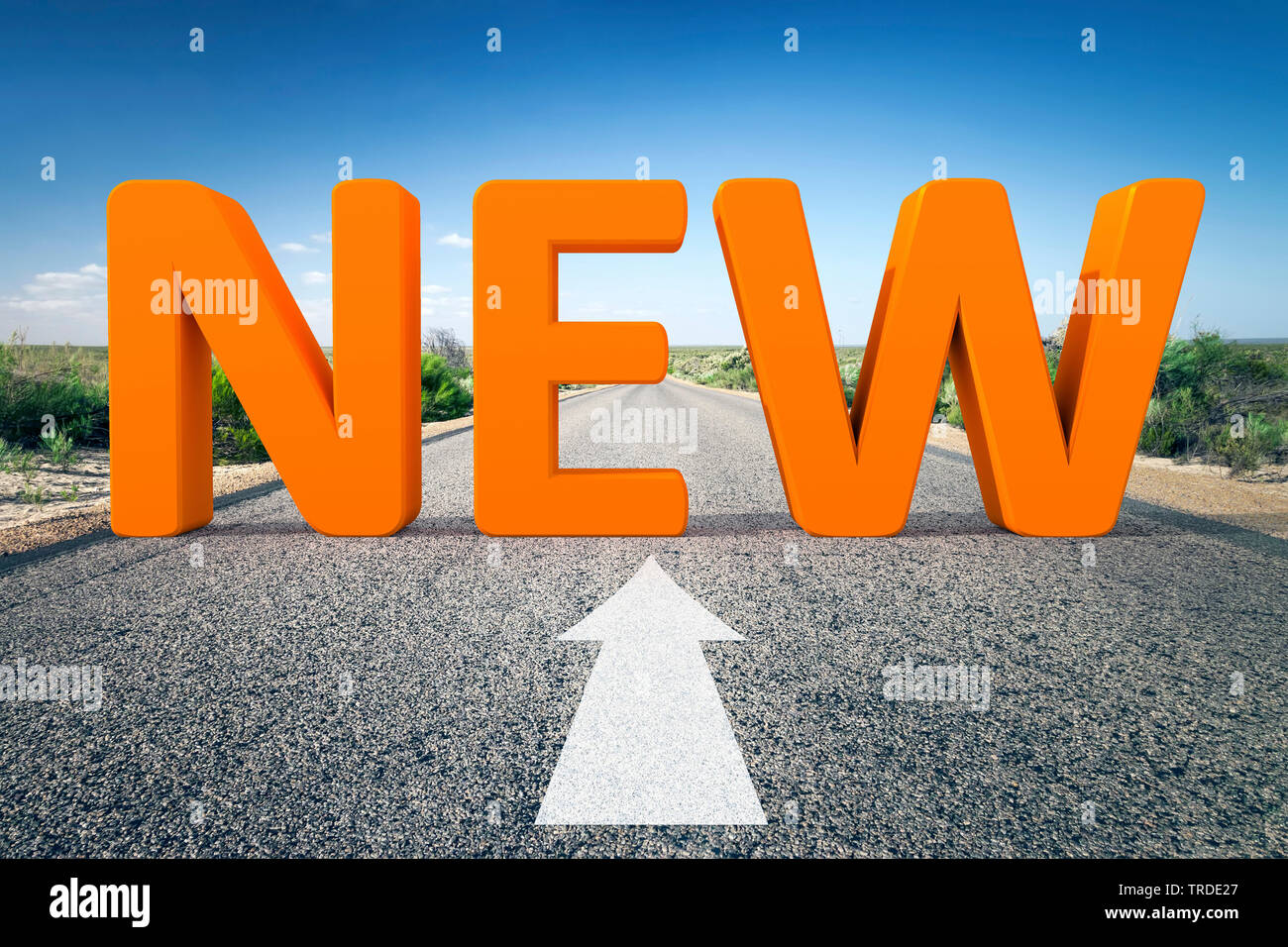 3D computer graphic, straight highway section representing a path to a ...