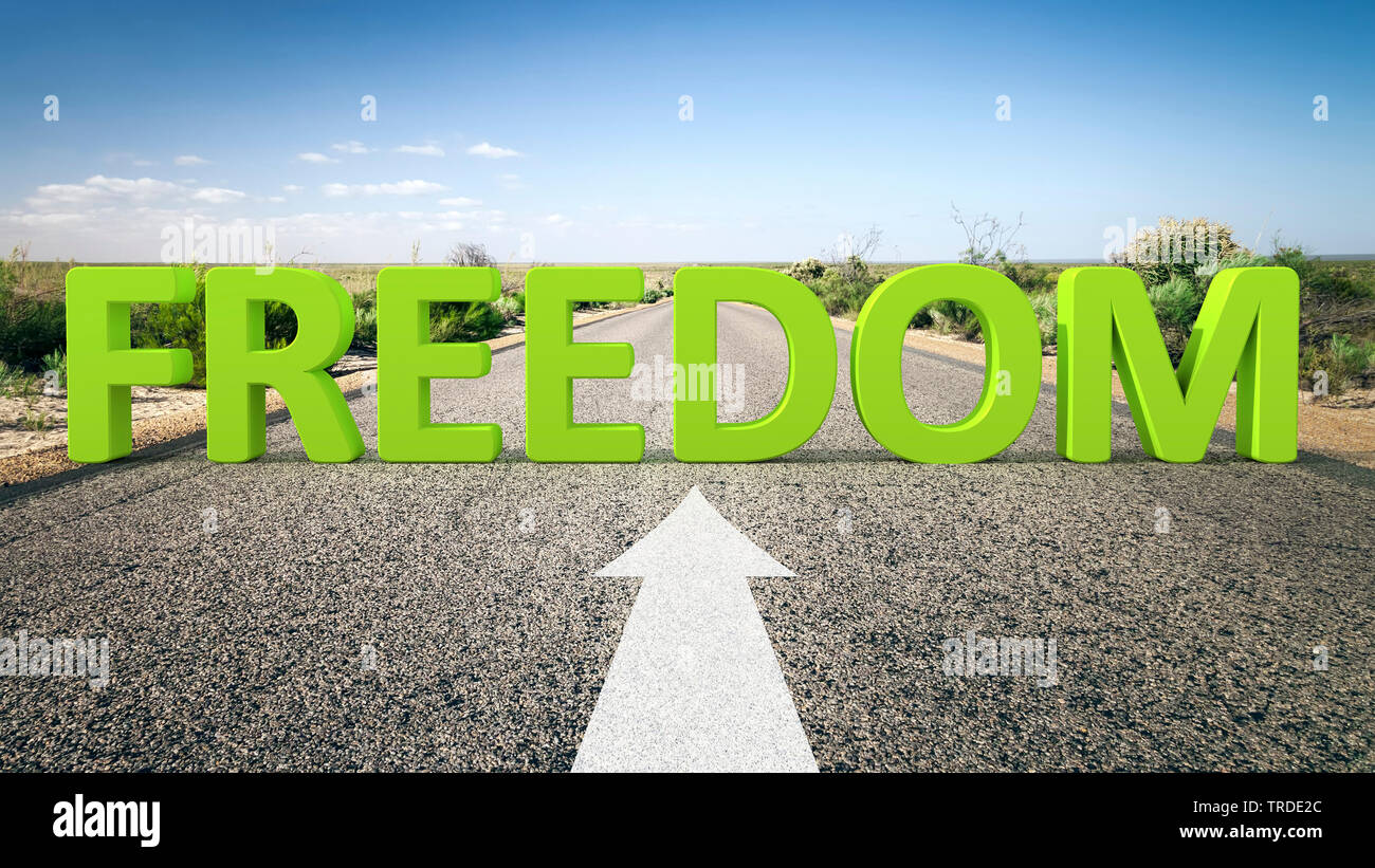 3D computer graphic, straight highway section representing a path to a ...